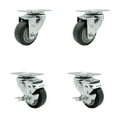 3.5 Inch Thermoplastic Rubber Wheel Swivel Top Plate Caster Set with 2 ...