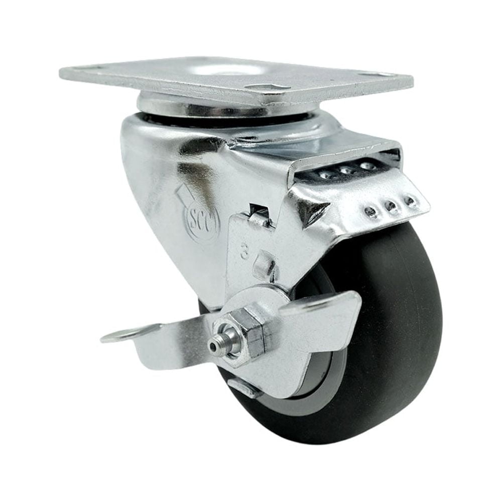3.5 Inch Thermoplastic Rubber Wheel Swivel Top Plate Caster with Brake ...