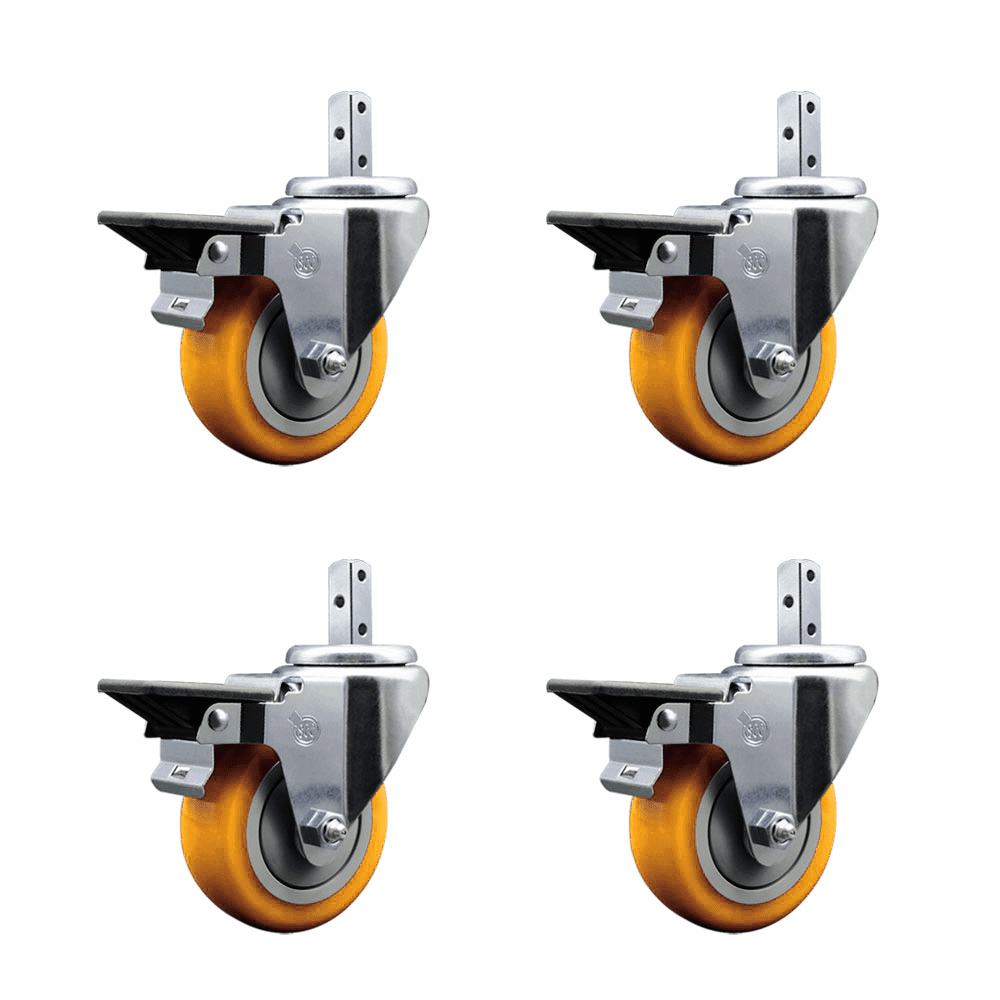 3.5 Inch Yellow Poly Wheel Swivel 3/4 Inch Square Stem Caster Set with Brake SCC - Walmart.com