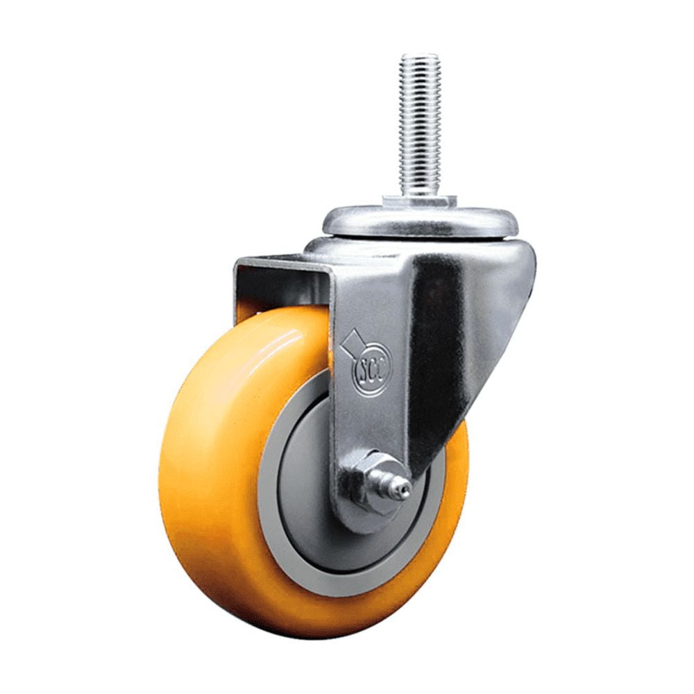 3.5 Inch Yellow Poly Wheel Swivel 3/4 Inch Threaded Stem Caster Service Caster - Walmart.com