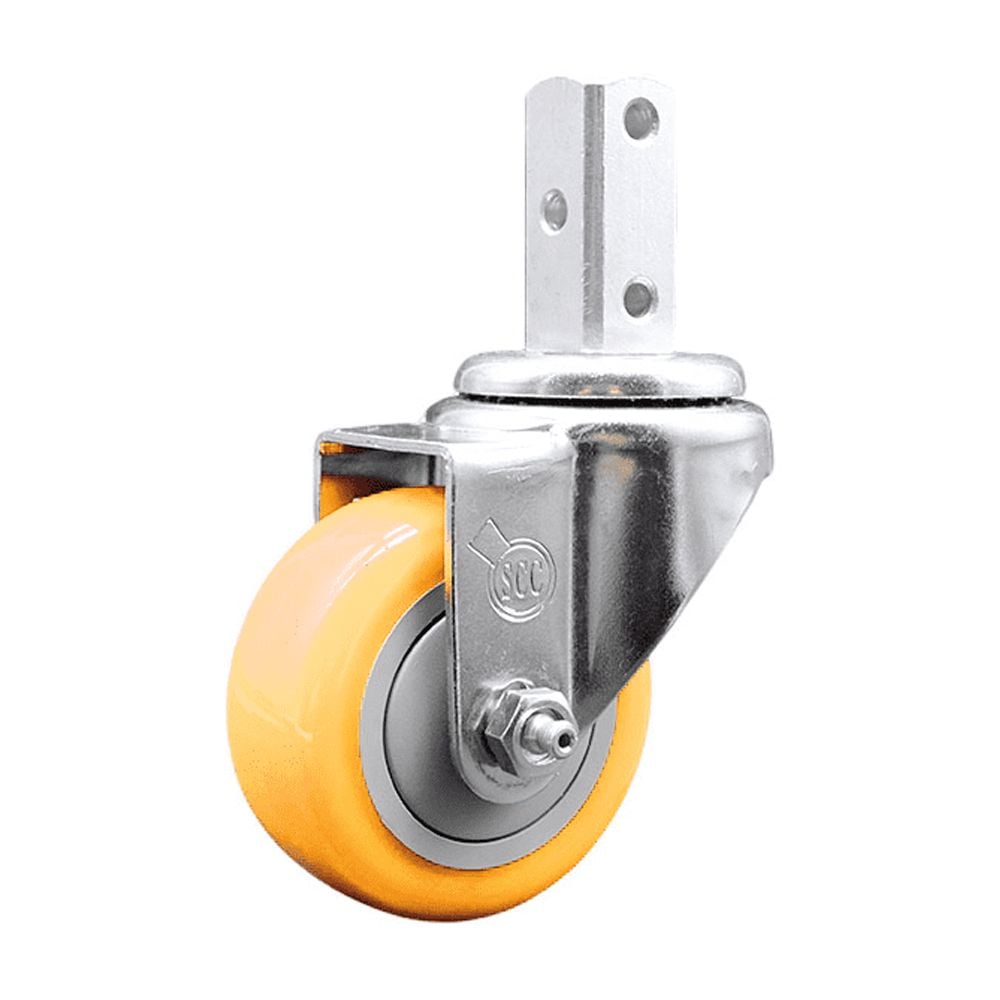 3.5 Inch Yellow Polyurethane Wheel Swivel 7/8 Inch Square Stem Caster ...
