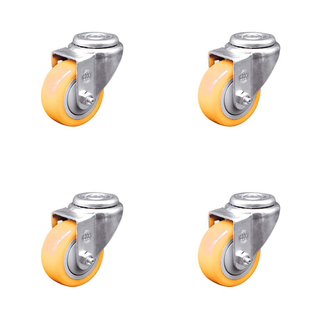 3.5 Inch Yellow Polyurethane Wheel Swivel Bolt Hole Caster Set Service Caster - Walmart.com