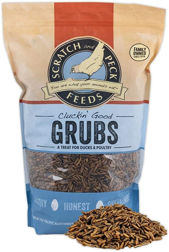 Chicken Treats High Protein Scratch & Peck Cluckin' Good Grubs - 1.25lb Dried Black Soldier Fly ...
