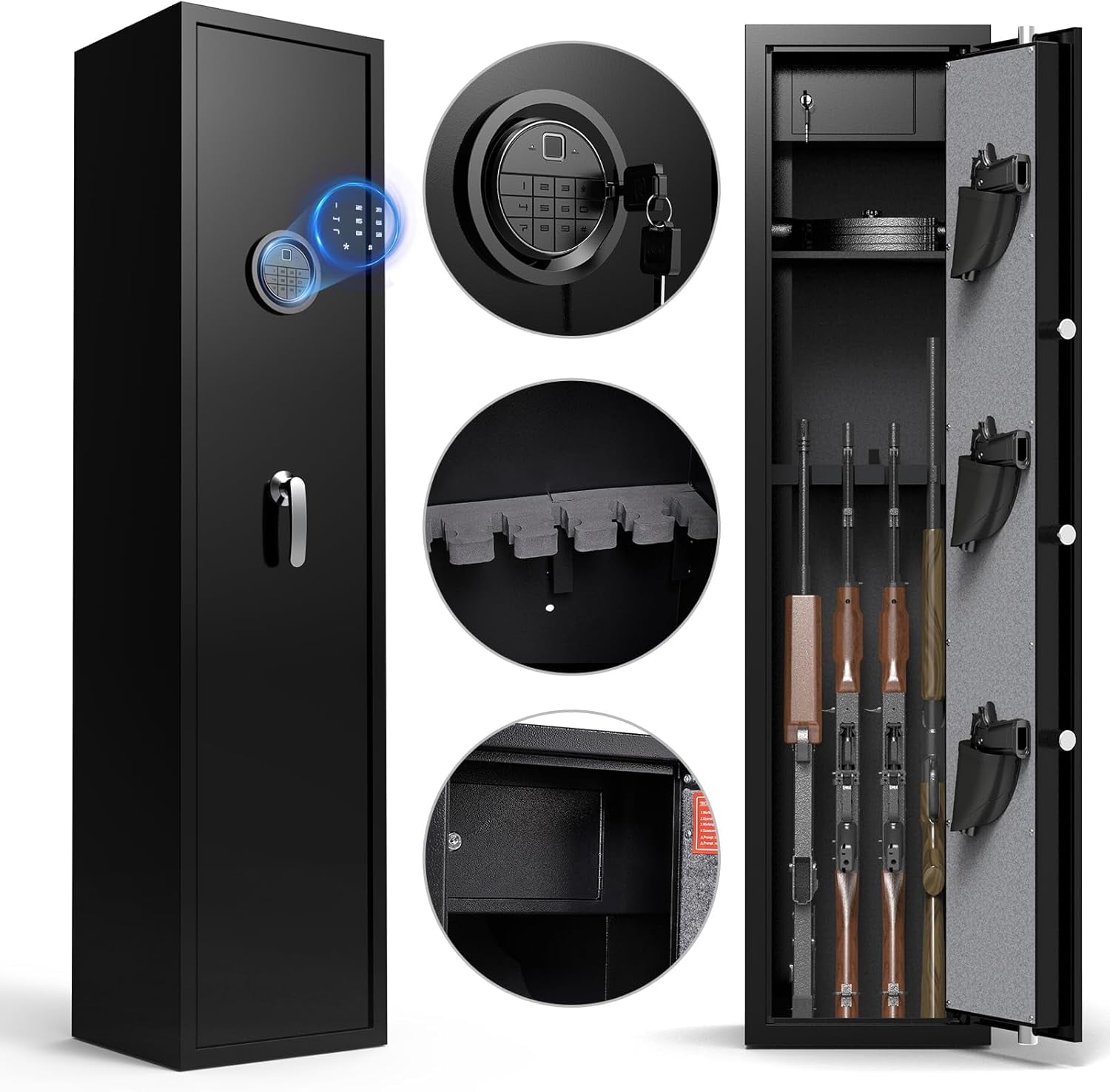 3-5 Large Rifle Gun Safe, Digital Password/Fingerprint Long Gun Safes ...