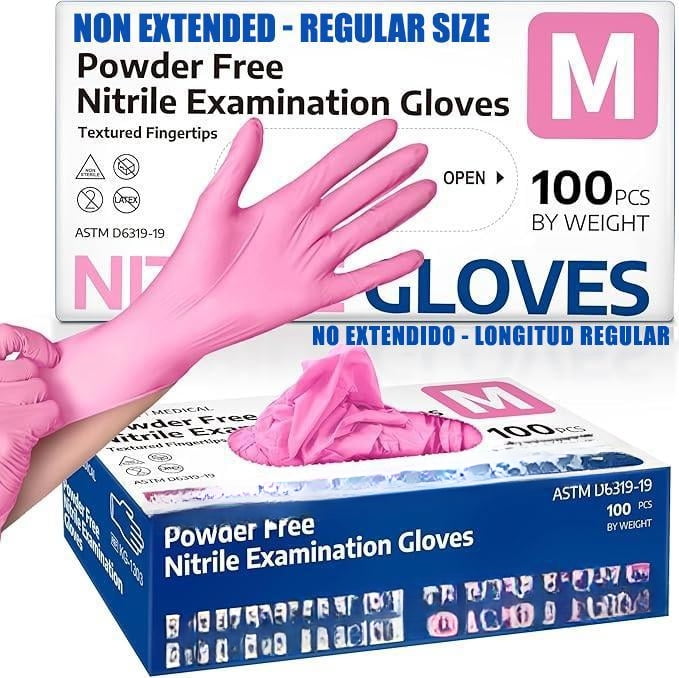 3.5 Mil Pink Purple Black Powder-Free Nitrile Exam Gloves 100Pcs for ...