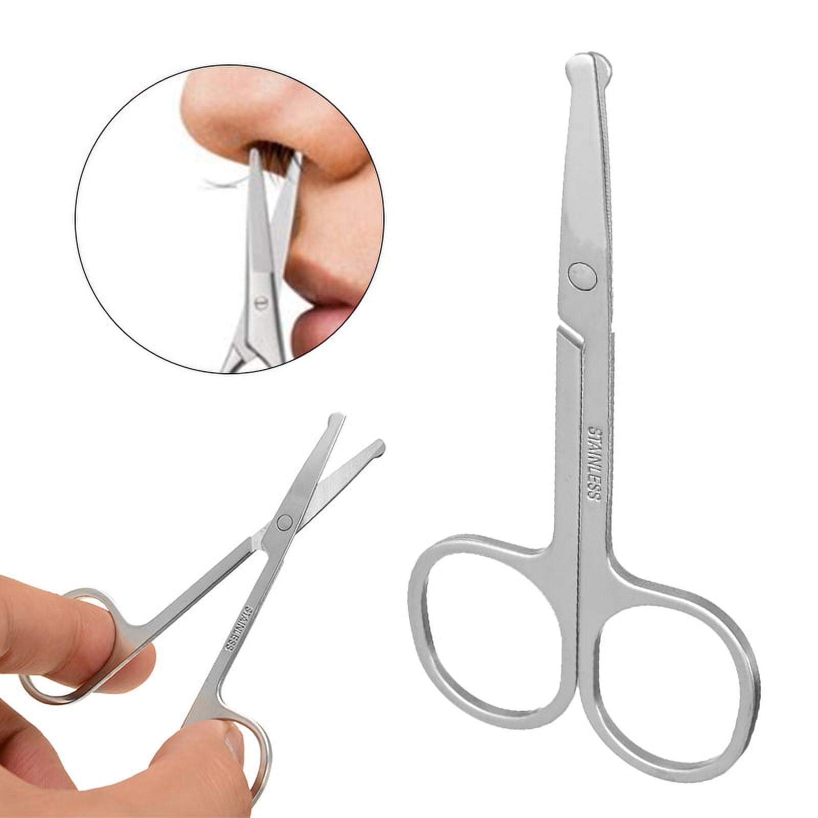 3.5" Mini Curved Mustache Scissor Stainless Steel Nose Ear Hair Remover ...