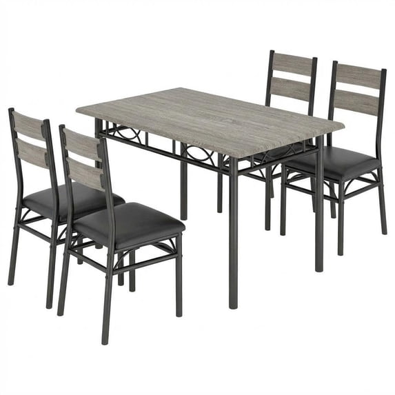 3/5‑Piece Rectangular Dining Table Set for 2/4, Industrial Wooden ...