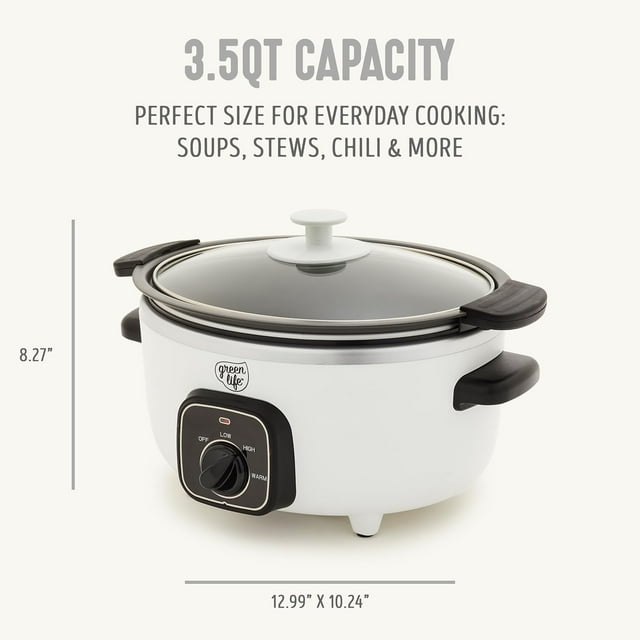 3.5 QT Slow Cooker, Non-Toxic PFAS-Free Ceramic Nonstick Removable ...