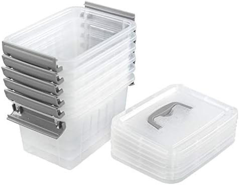 3.5 Quart Clear Storage Bin, Small Plastic Stackable Box/Cotainer with ...