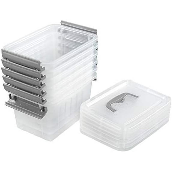 3.5 Quart Clear Storage Bin, Small Plastic Stackable Box/Cotainer with ...