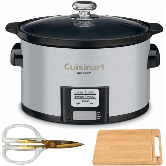 3.5 Quart Programmable Slow Cooker Brushed Stainless Steel Bundle with ...
