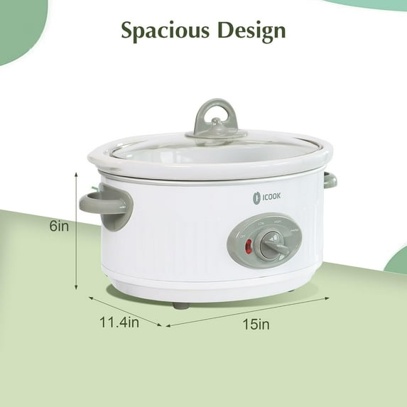 3.5 Quart Slow Cooker with 3 Heat Settings, Non-Stick and Dishwasher ...