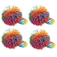 3.5" Rainbow Stringy Balls (4 Pack) Fun Stress Relief Pom Pom Balls ...