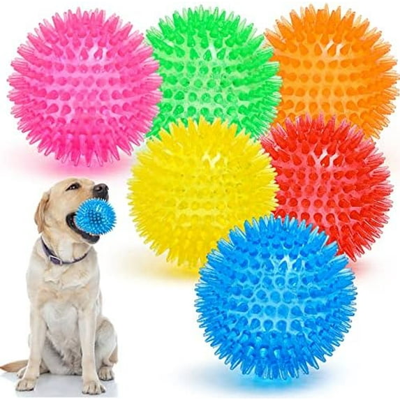 3.5” Squeaky Dog Toy Balls (6 Colors) Puppy Chew Toys for Teething, BPA ...