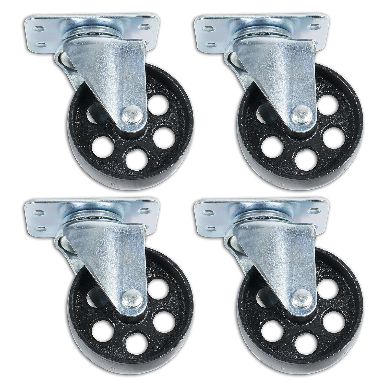 3.5" Swivel Bearing Steel Caster Wheels with Top Plate (Set of 4 ...