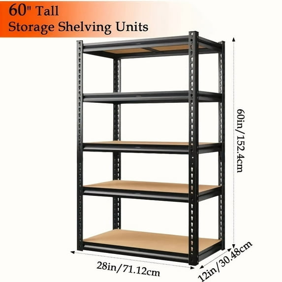 3/5-Tier 500/2000LBS Heavy Duty Metal Garage Storage Shelving Unit ...