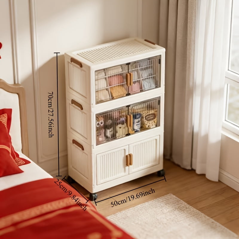 3/5-Tier Large Foldable Plastic Storage Box with Lid & Wheels - 19 ...