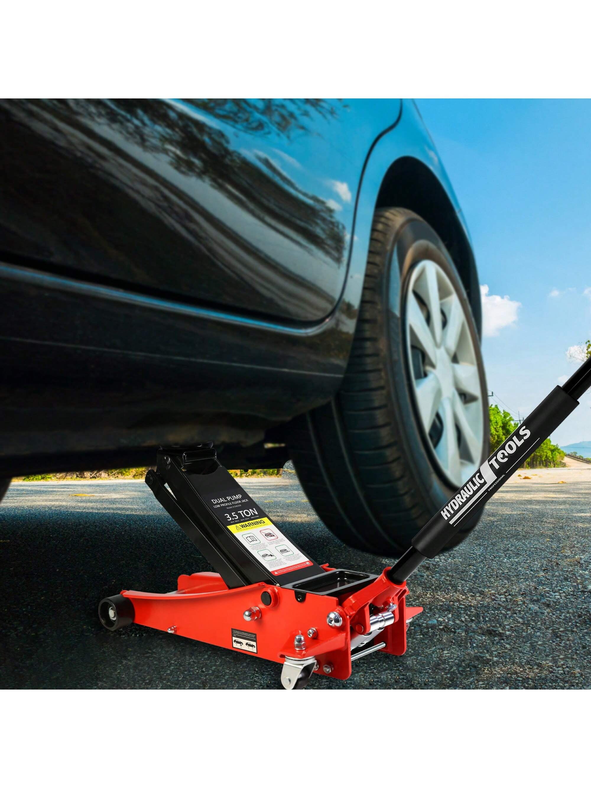 3.5 Ton Low Profile Floor Jack, Hydraulic Jack With Dual Pumps Long ...