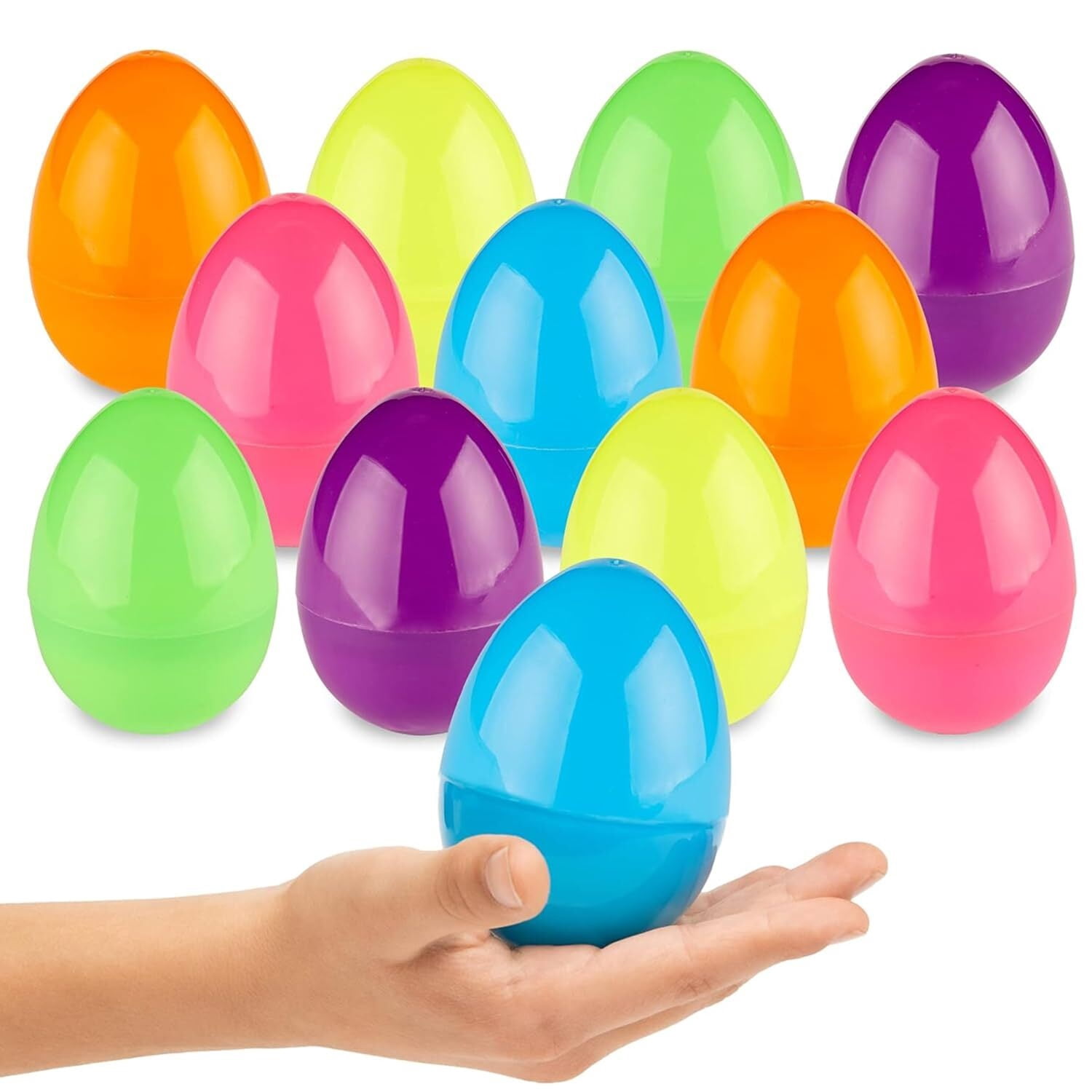 A 3.5" Unfilled Easter Eggs, 12 pcs - Empty Plastic Eggs Fillable with ...