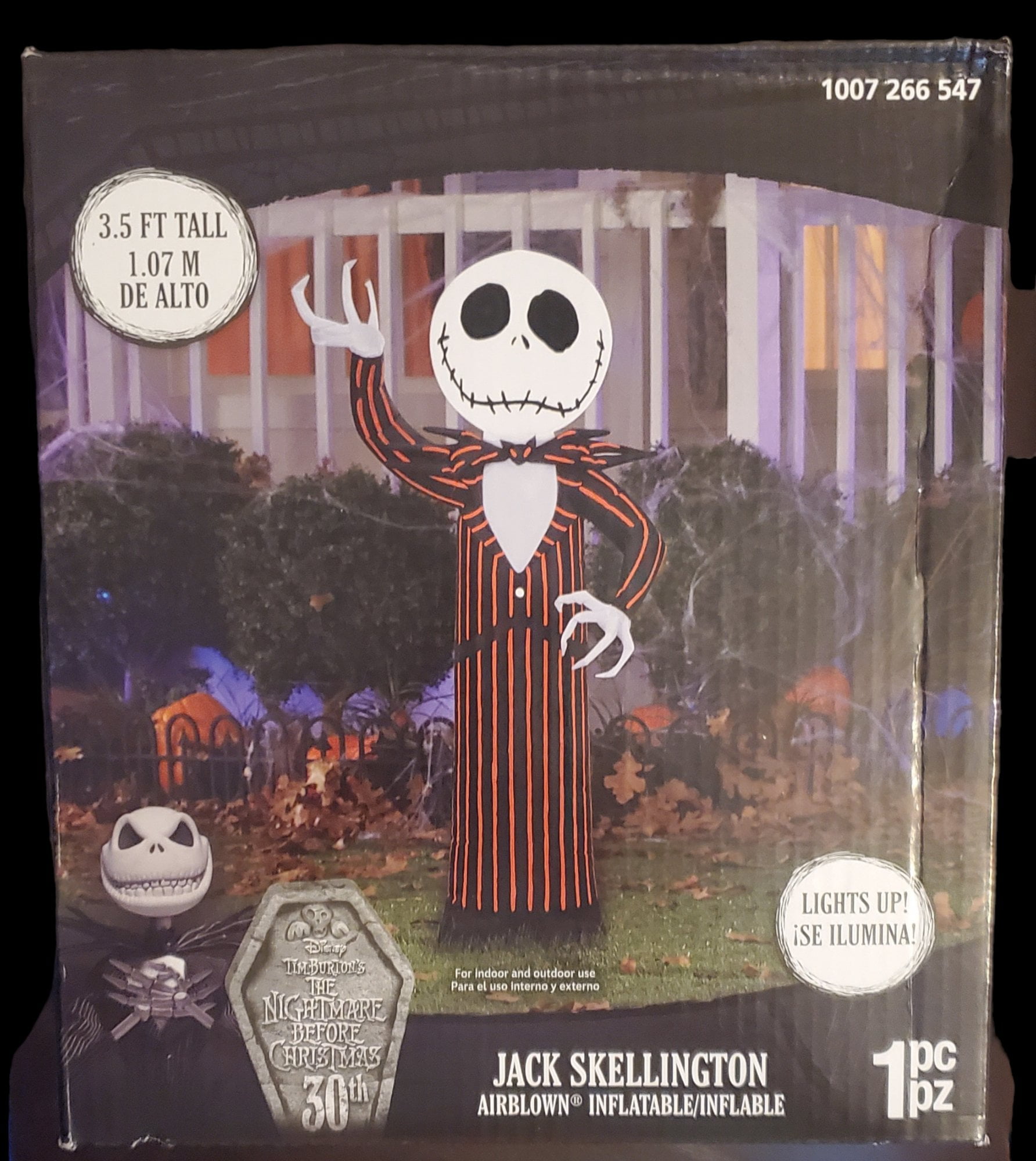 3.5 ft. LED Jack Skellington with Orange Suit Halloween Inflatable ...