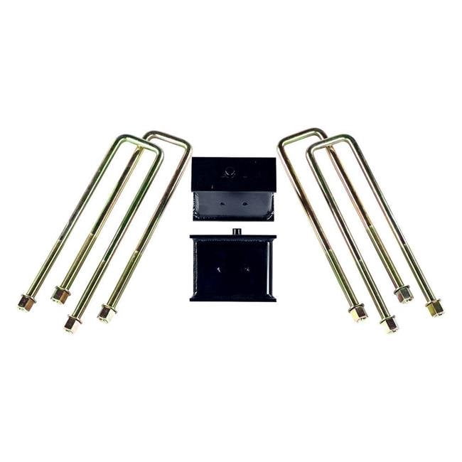 3.5 in. Tapered Rear Lifted Blocks & U-Bolts for 2001-2010 Chevy ...