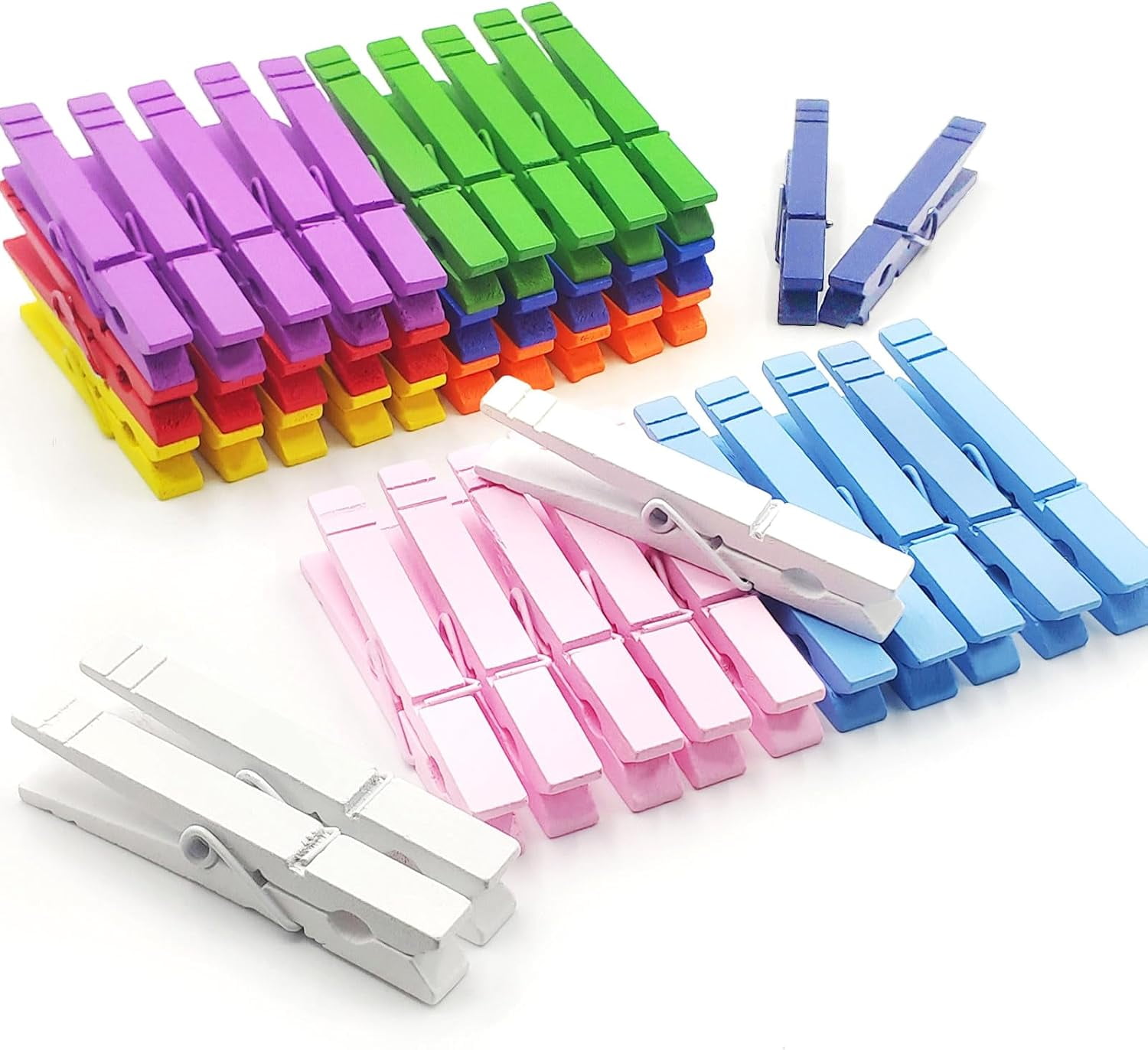 3.5 inch 50 pcs Colored Clothes Pins for Classroom, Wooden Clips for ...