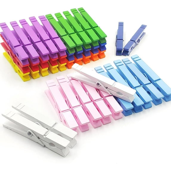 3.5 inch 50 pcs Colored Clothes Pins for Classroom, Wooden Clips for ...
