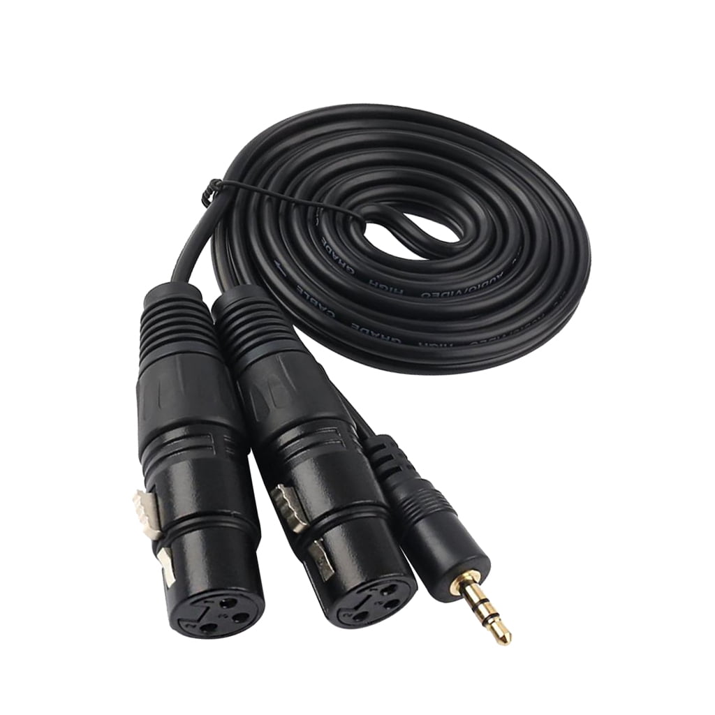 3.5 mm (1/8"") Stereo Dual XLR Female Y splitter Patch Cable - Walmart.com