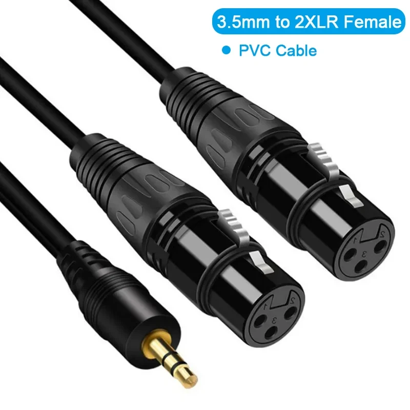 3.5 mm Jack to XLR Audio Cable TRS Stereo Male to Male Dual XLR ...