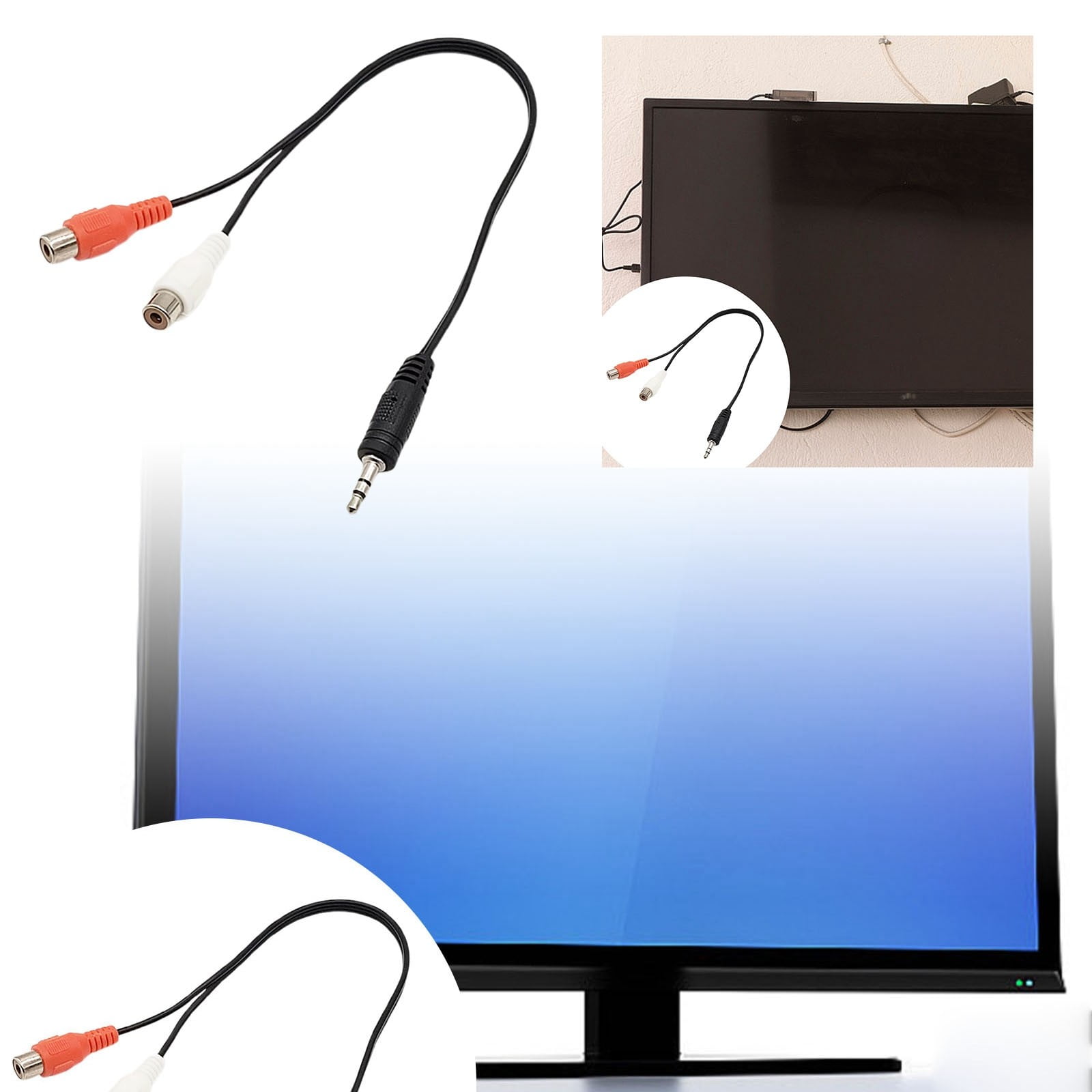 3.5 mm to Dual RCA Audio Cable 1x Male to 2X RCA Female 1/8 Stereo Mini ...