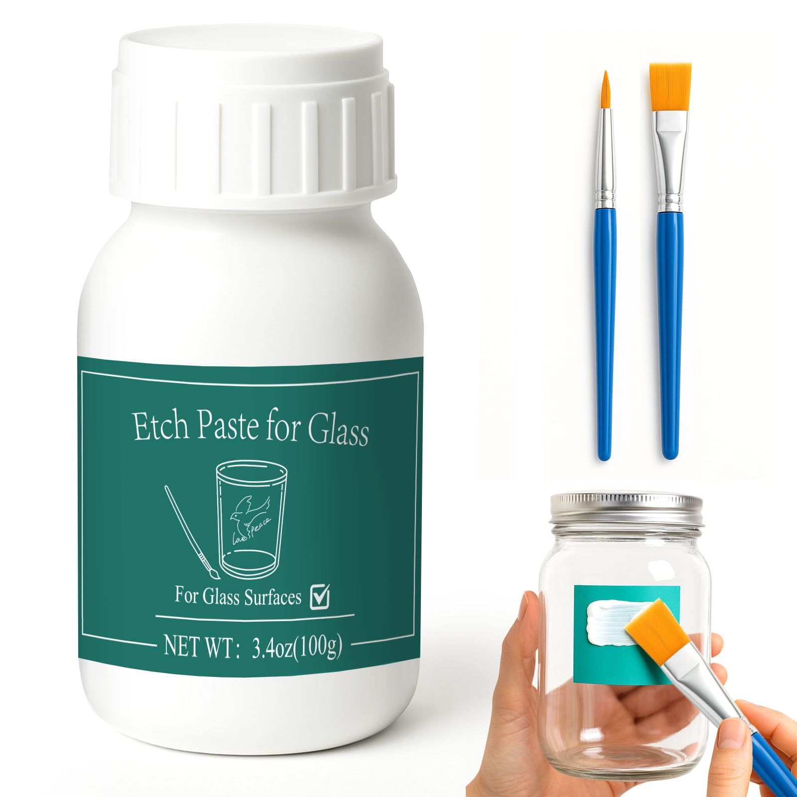 3.5 oz Glass Etch Paste, Create Beautiful Art in Minutes, Create ...