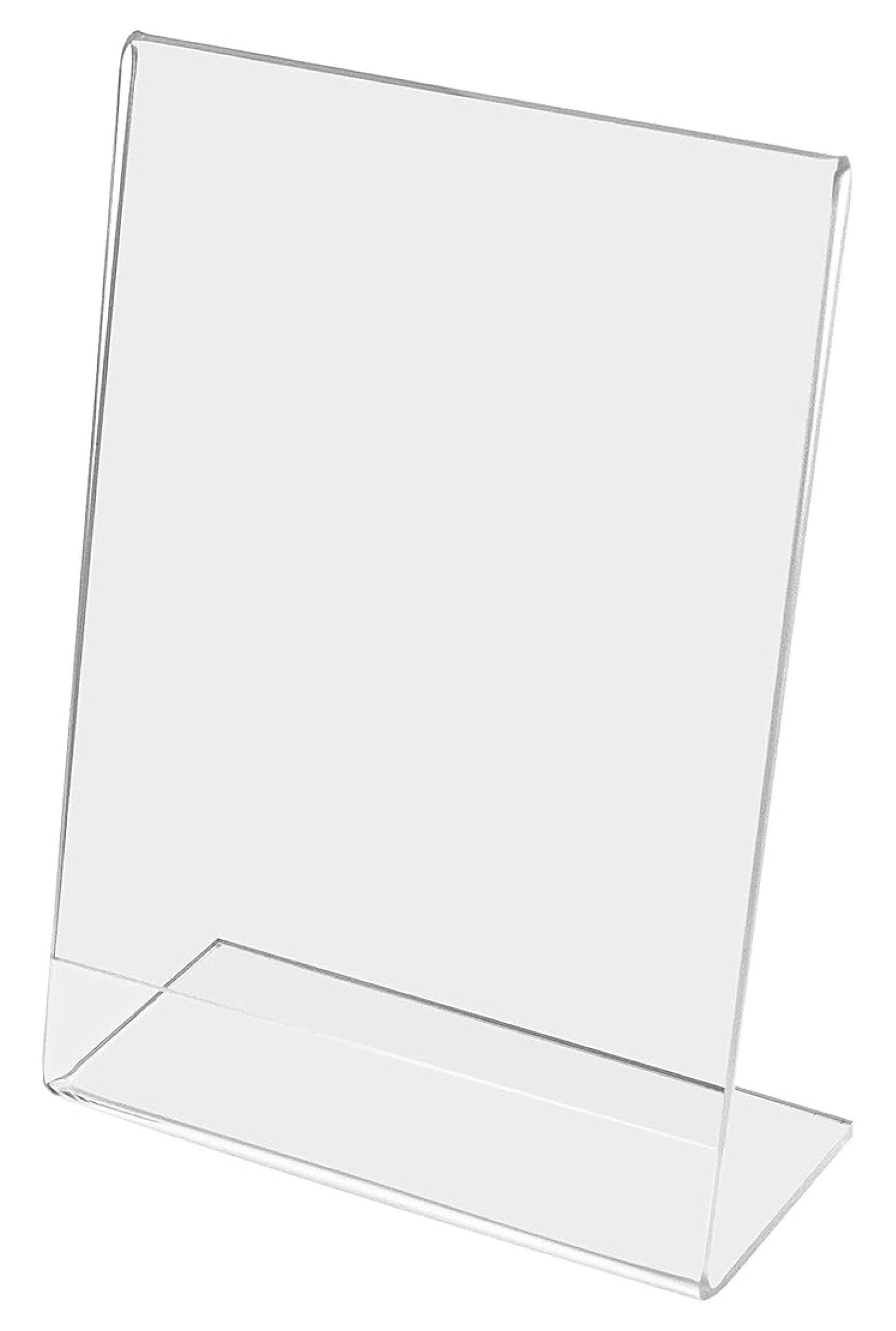 3.5"w x 5"h Slanted Desk Sign Holder Plastic Frame Side Load Premium ...