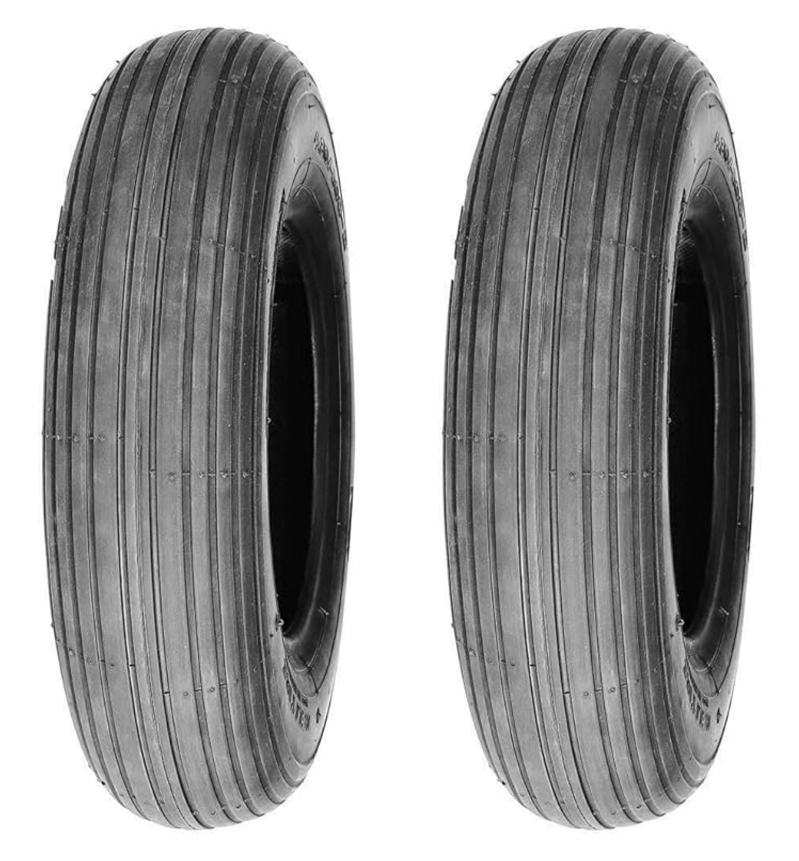 3.50-8 Wheelbarrow Tires (2-Pack) - 3.50x8 Rib Tread Tubeless 4 Ply ...