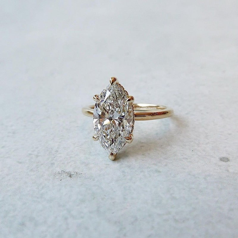 3.50 CT Marquise Cut Moissanite Engagement Ring, 14K Solid Gold, 6 ...