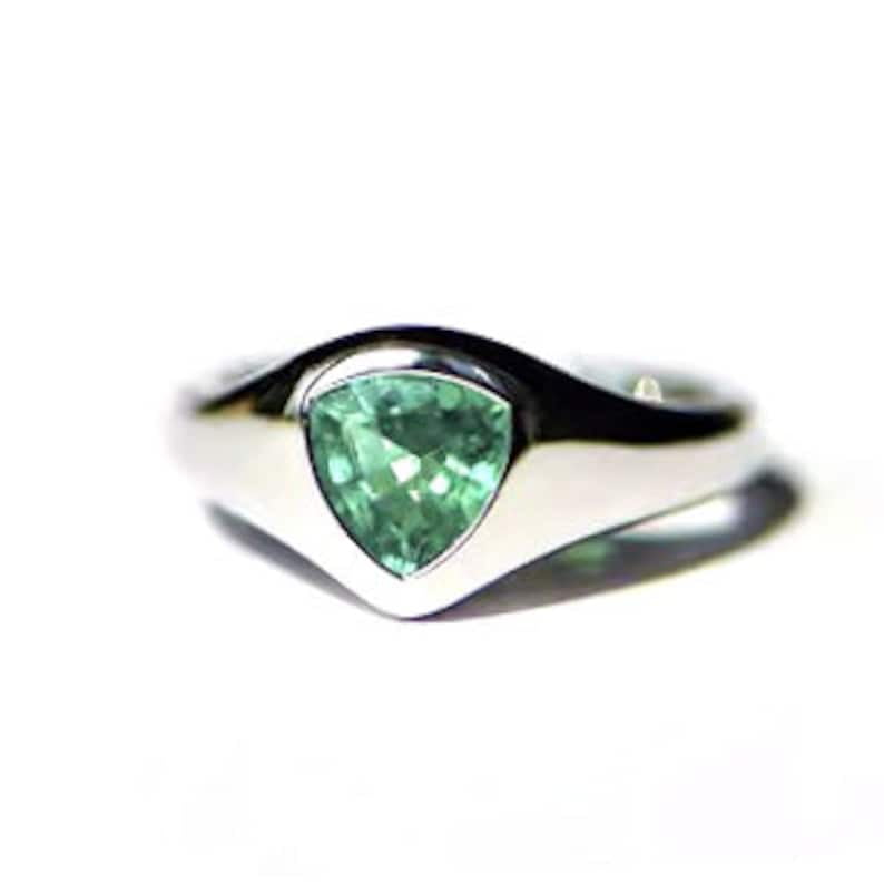 3.50 Carat Emerald Classic Men's Ring 14K Flush Set Emerald Engagement ...