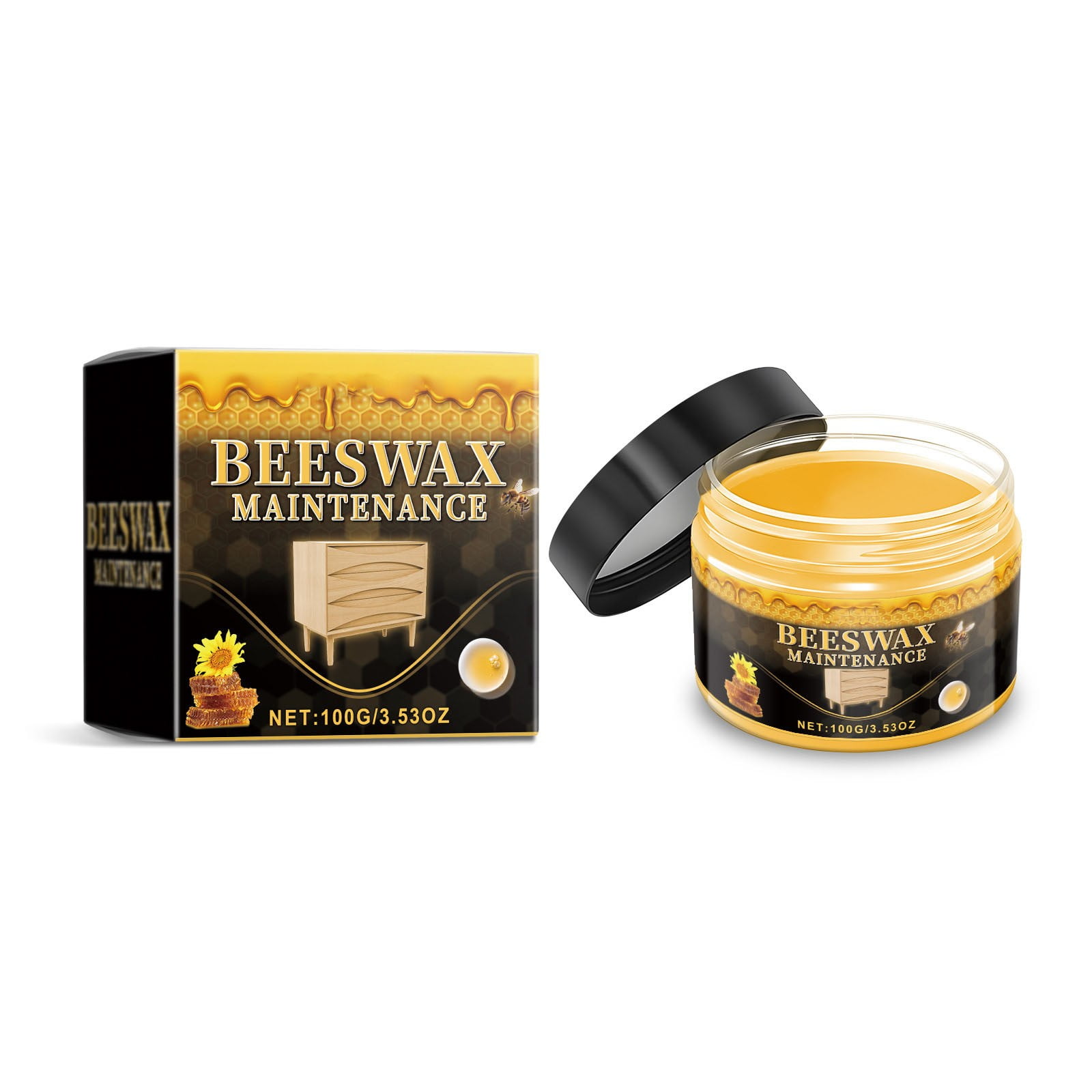 3.53OZ Beeswax Furniture Polish Paste - Multipurpose Wood Care Wax ...