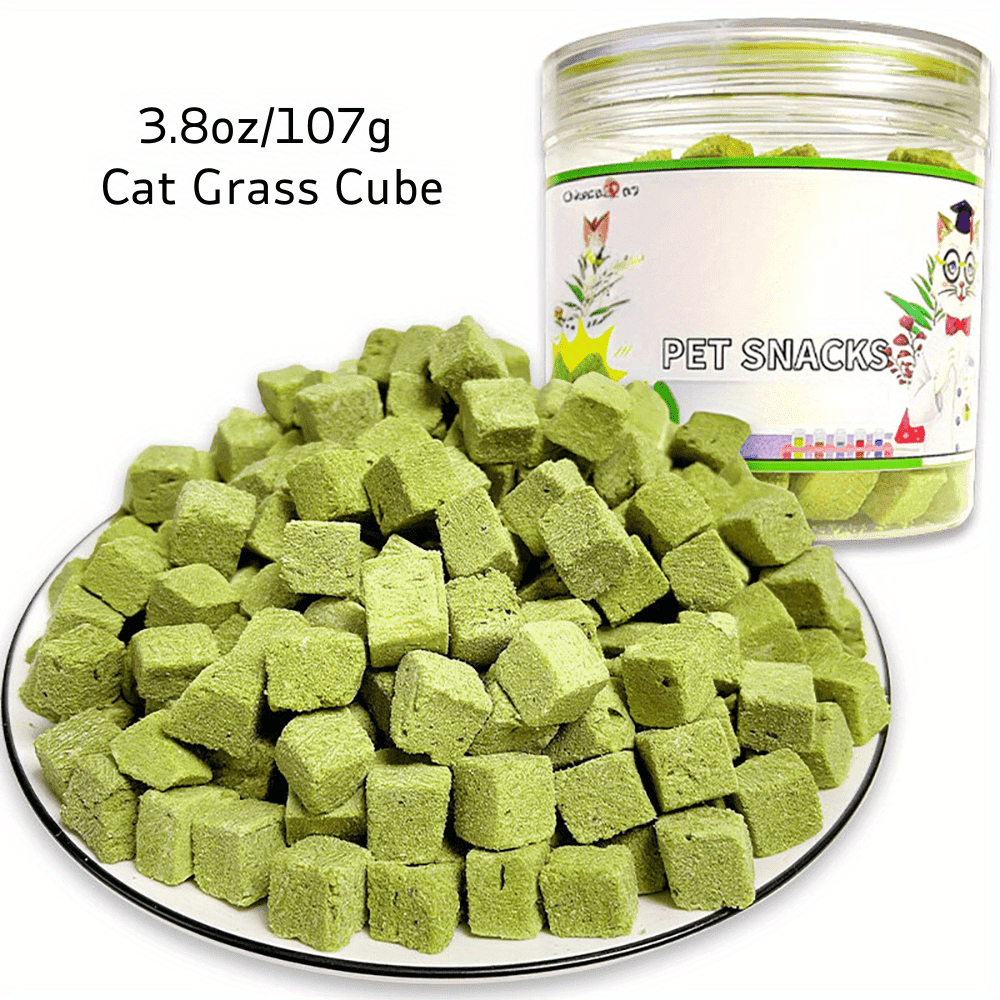 3.53oz/100g Cat Grass Treats for Hairball Support and Teeth Cleaning ...