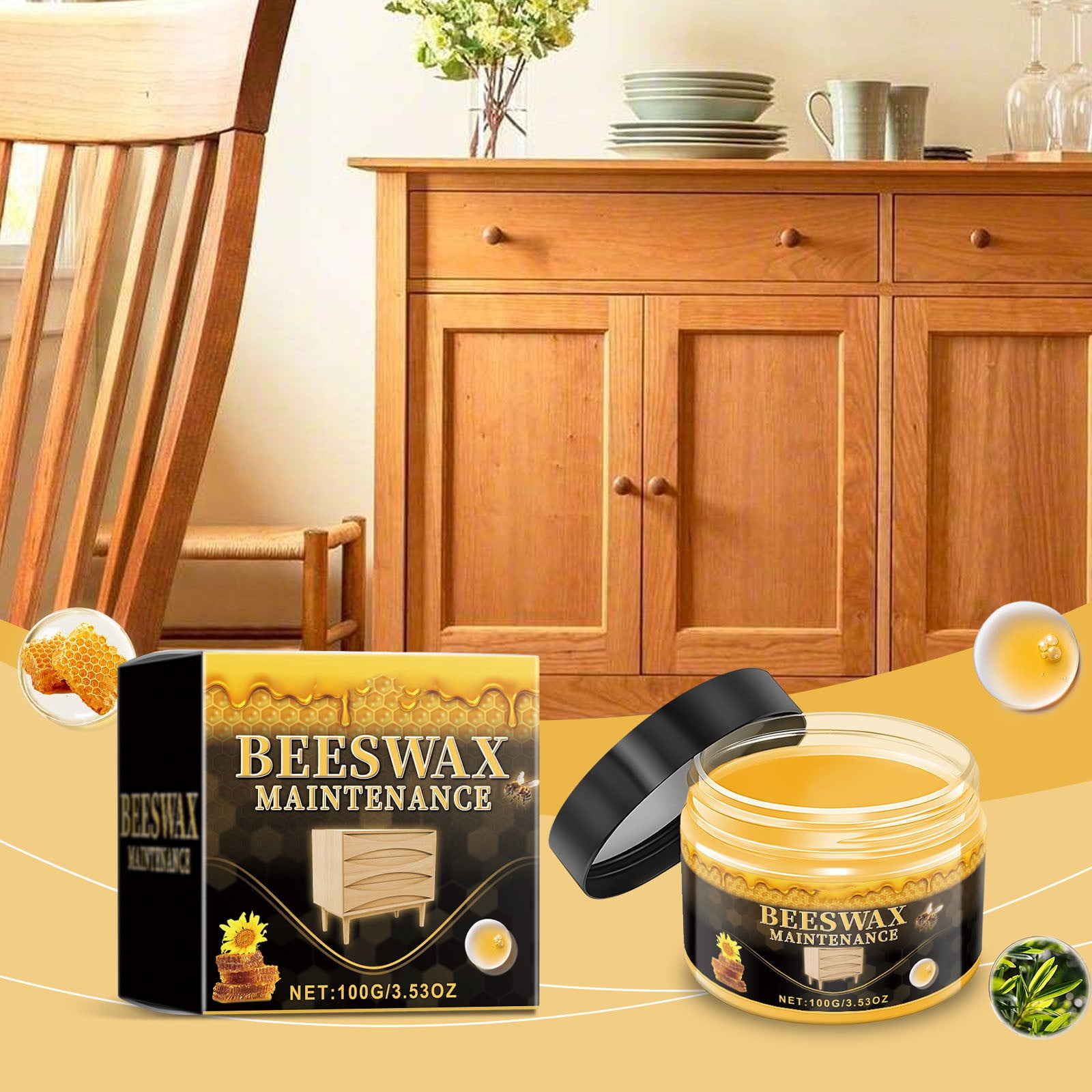 3.53oz Beeswax Furniture Polish Paste | Natural Wood Polish ...