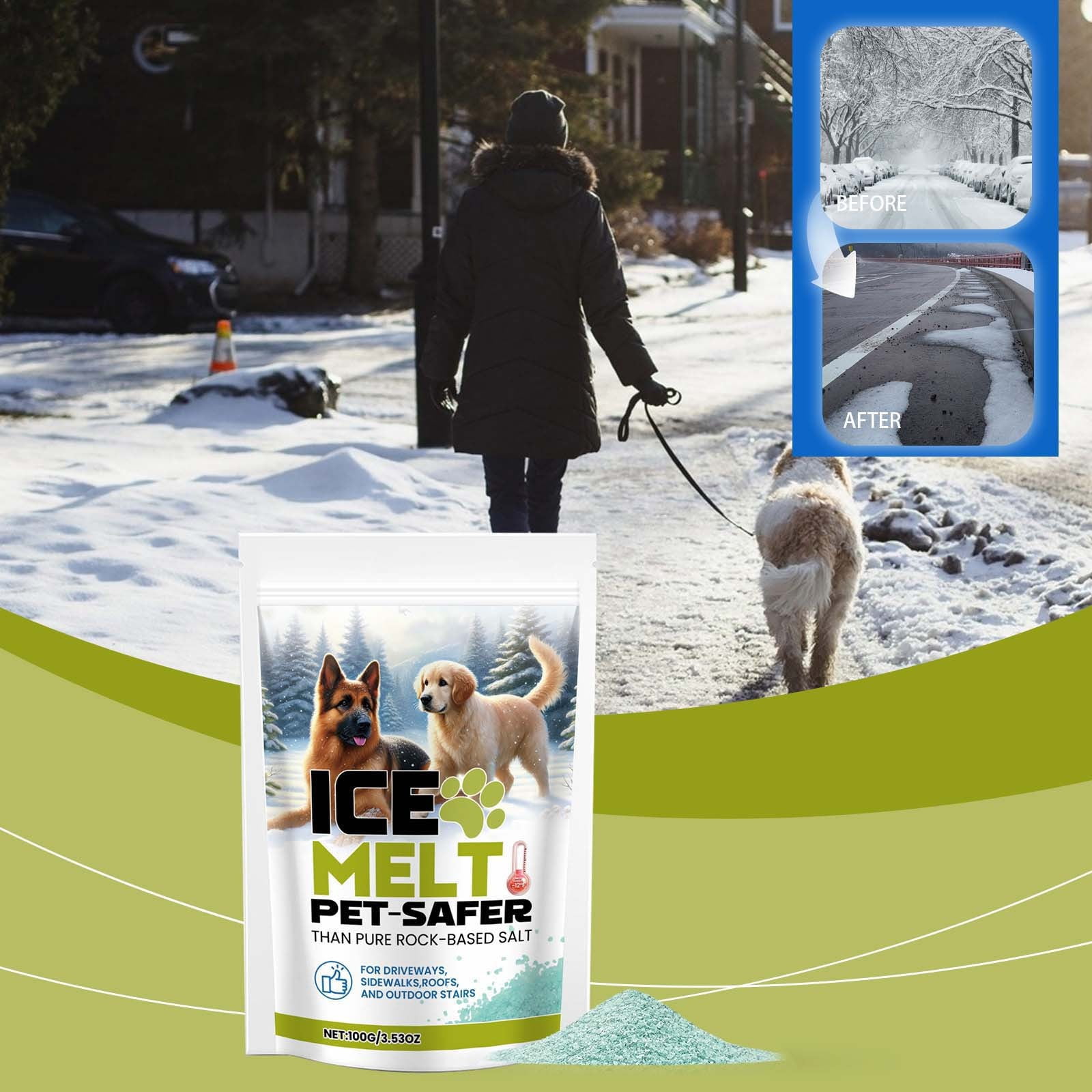 3.53oz Ice Melt Pet-Safer, Pet-Friendly Efficient Ice Melter, No ...
