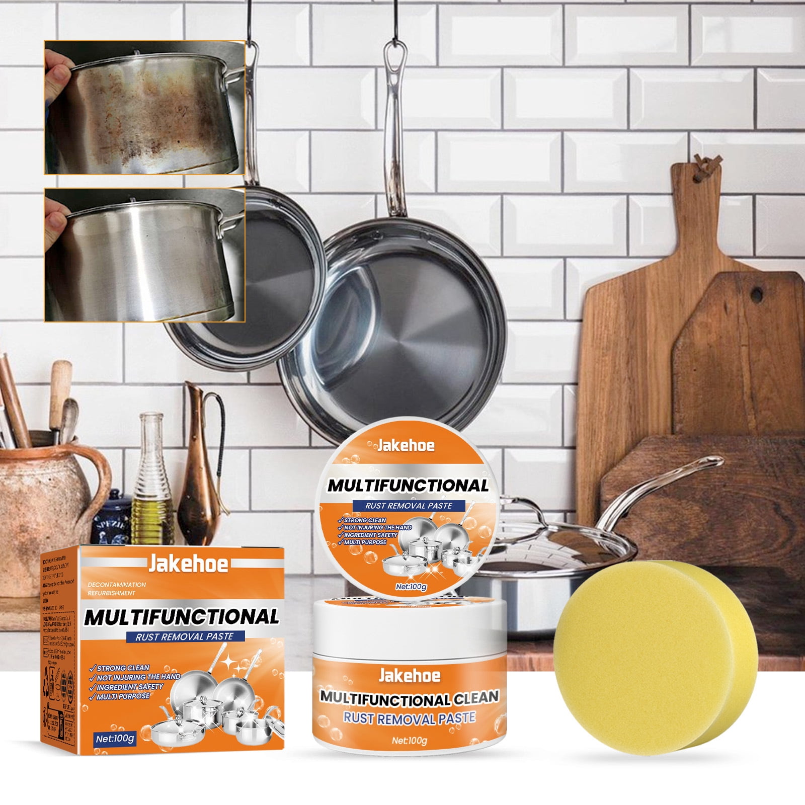 3.53oz Professional Stainless Steel Cleaning Paste Heavy Duty Cookware ...