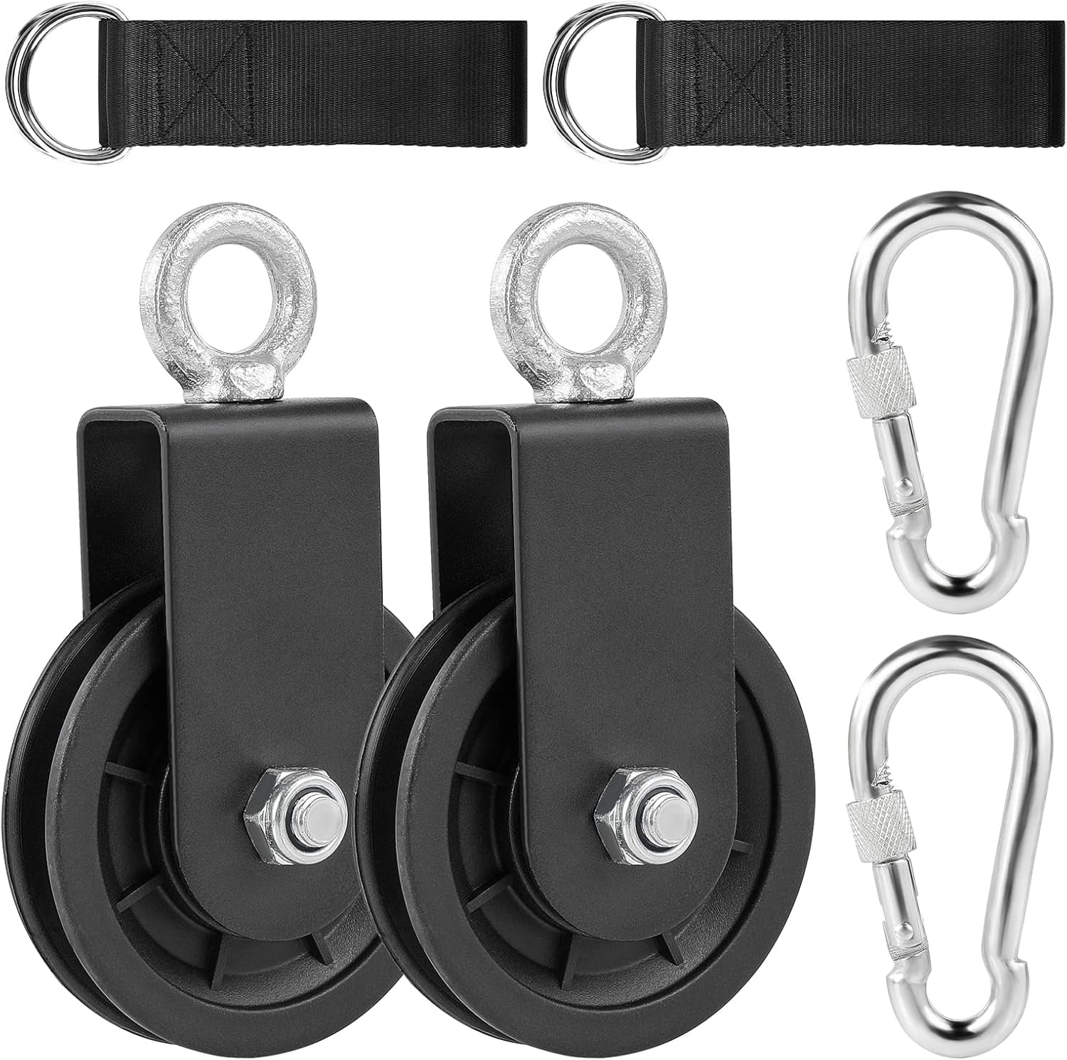 3.54 in Cable Pulley 360 Rotation Traction Wheel with Carabiner and ...