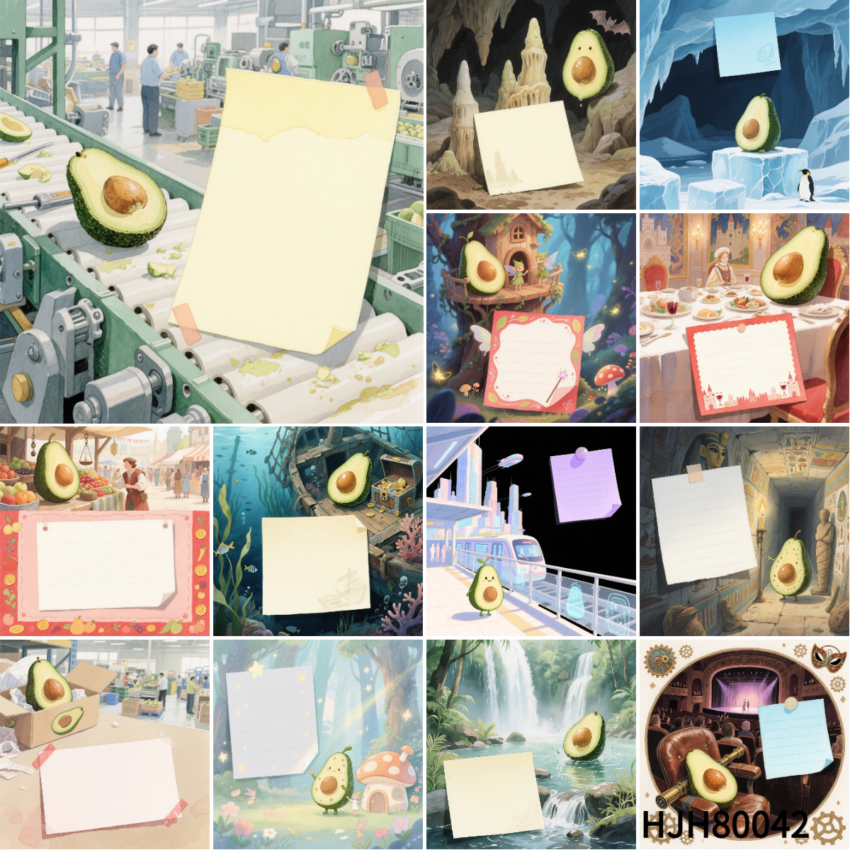 3.54x3.54 Inch Avocado Sticky Notes Set - 100 Pcs Message Cards + 100 ...