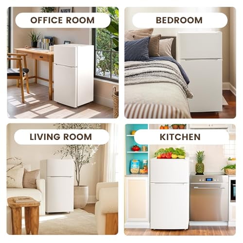 3.55 Cu.Ft Mini Fridge with Freezer, Small Fridge with 2 Doors for ...