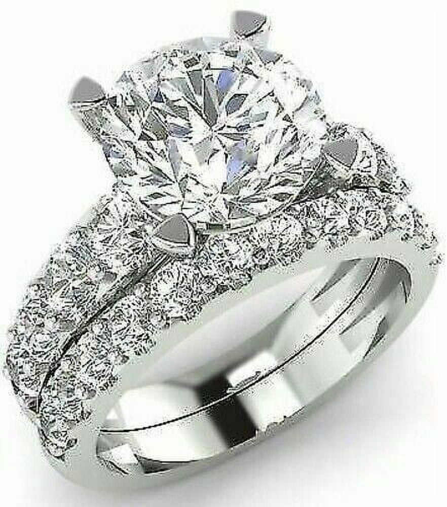 Viraj Gems N Jewel 14K White Gold Halo Ring with 3.58CT Lab-Created Round Diamond (VVS1,D) for ...