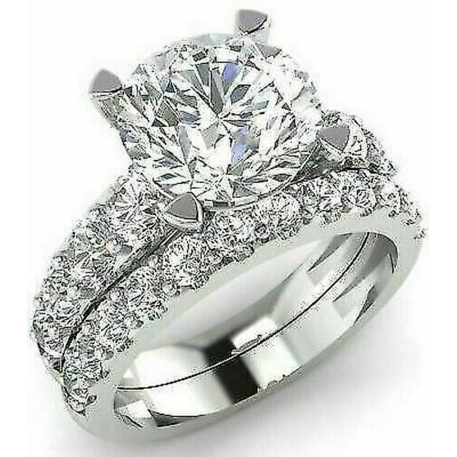 Viraj Gems N Jewel 14K White Gold Halo Ring with 3.58CT Lab-Created Round Diamond (VVS1,D) for ...