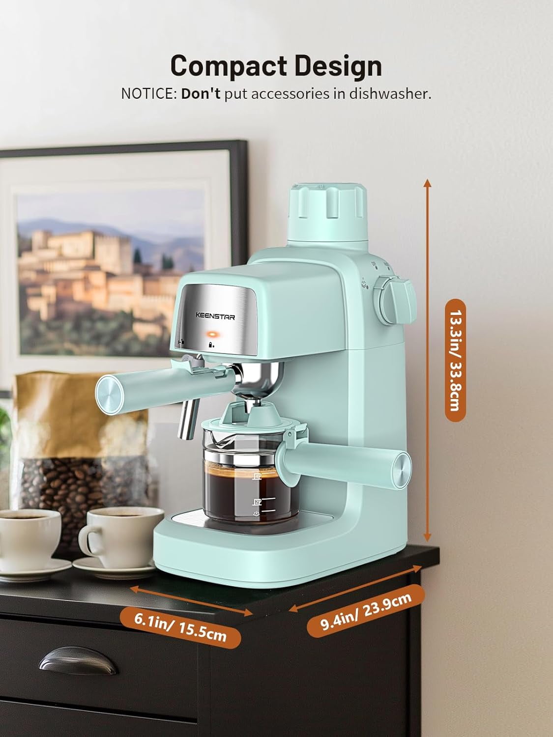 3.5Bar Espresso Machine with Milk Frother, 800W Compact Espresso and ...