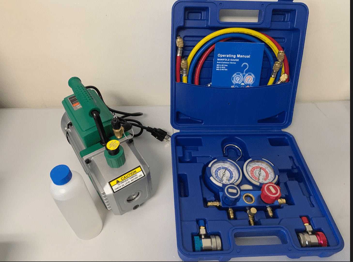 3.5CFM Single-Stage Rotary Vane Vacuum Pump for AC Manifold Gauge Set ...