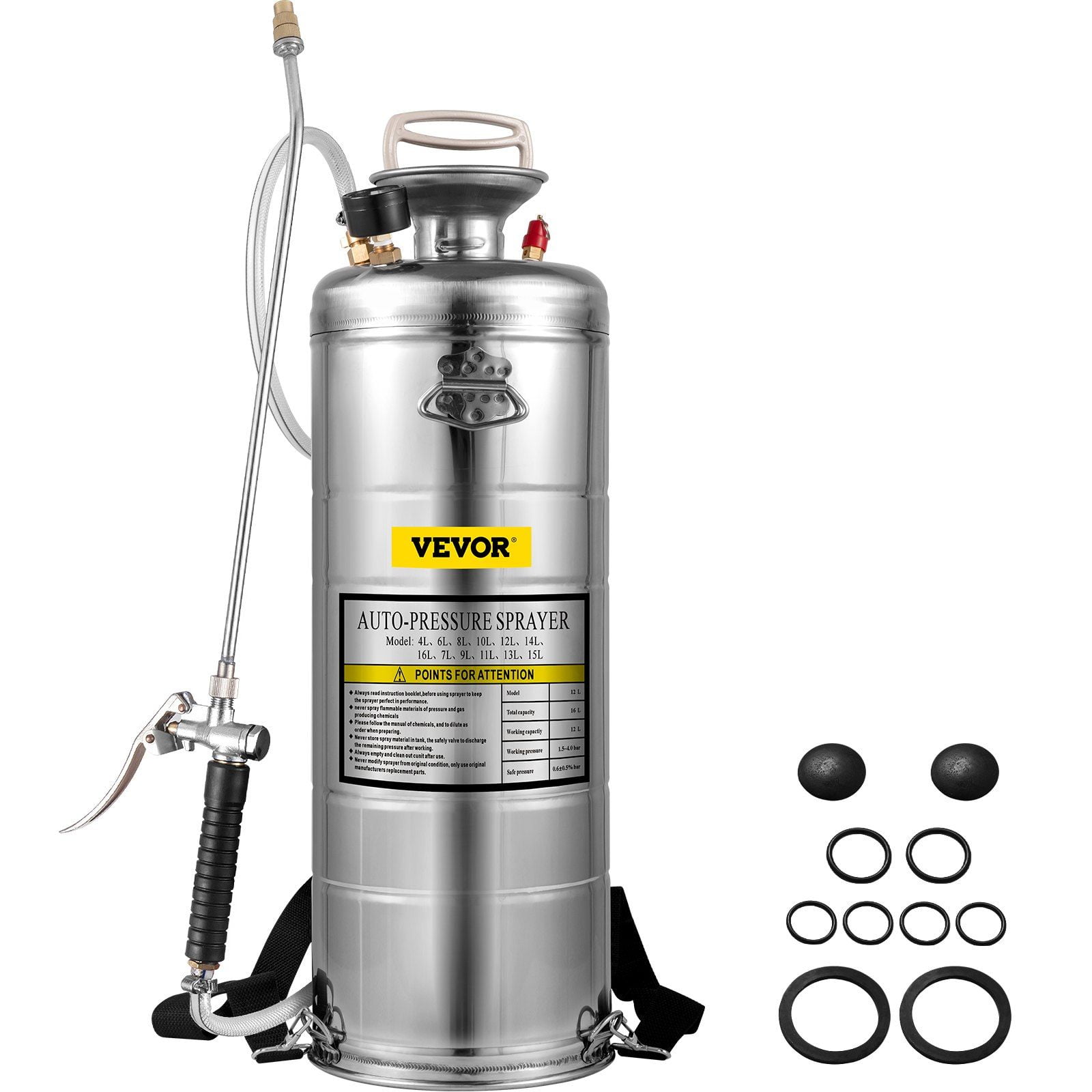 3.5Gal Stainless Steel Sprayer,l Set with 20" Wand& Handle& 3FT ...