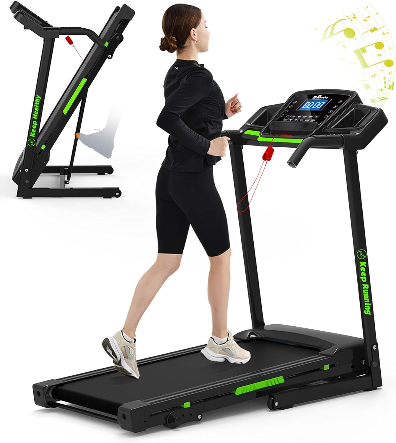 3.5HP Foldable Incline Home Treadmill, 330LBS Capacity, Walker Exercise ...