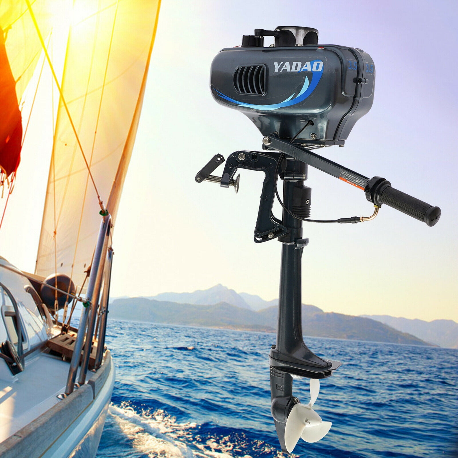 3.5HP Outboard Engine Motor 2Stroke Boat Engine Water Cooling System US ...